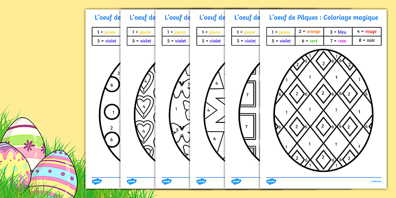 Easter Colour by Numbers French (l'enseignant a fait)