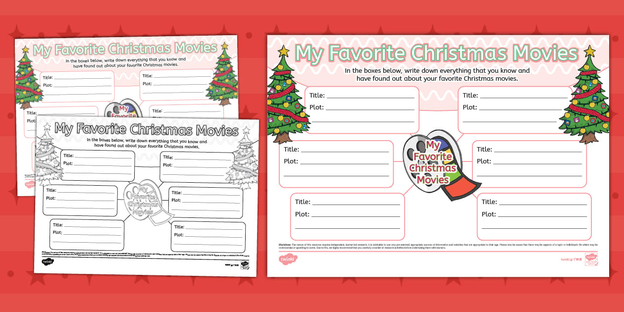 My Favorite Christmas Movies Mind Map (teacher made)