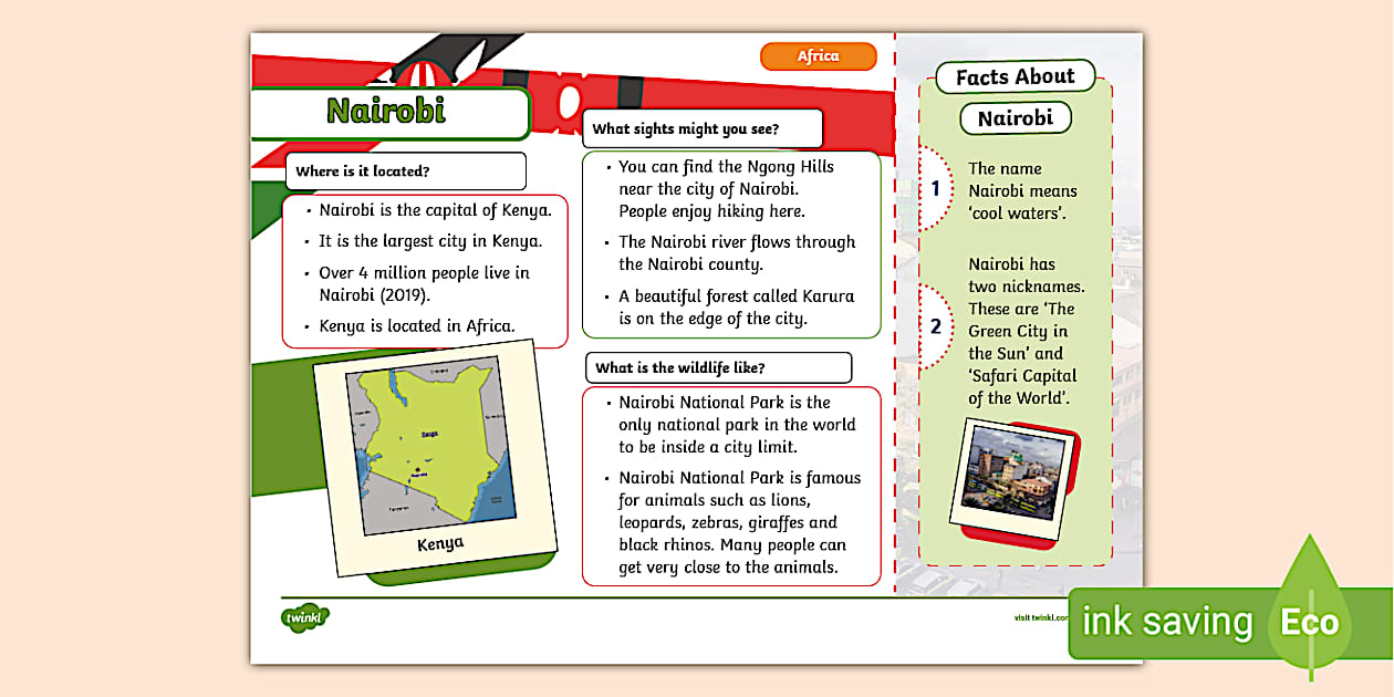 KS1 Nairobi Fact File - Twinkl - Geography (teacher made)