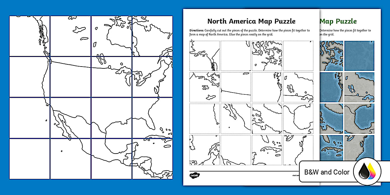 North America Map Printable Puzzle (Teacher-Made) - Twinkl