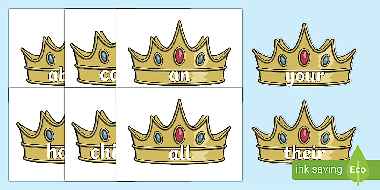 100 High Frequency Words on Crowns (teacher made) - Twinkl