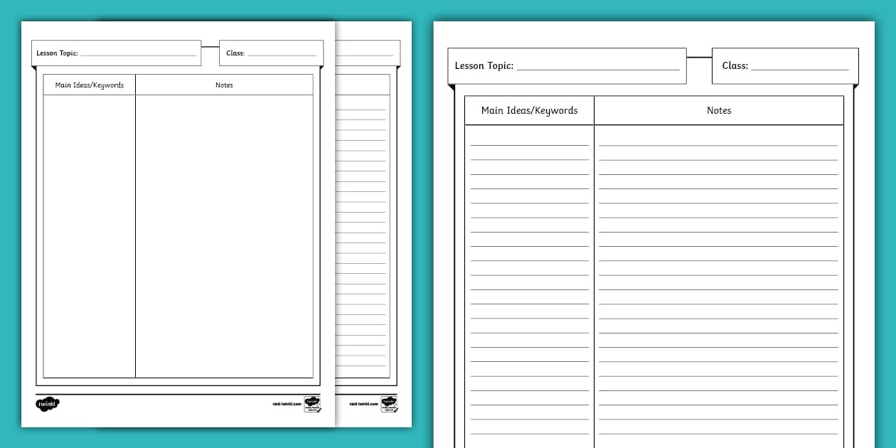 Two-Column Notes for 6th-8th Grade (teacher made) - Twinkl