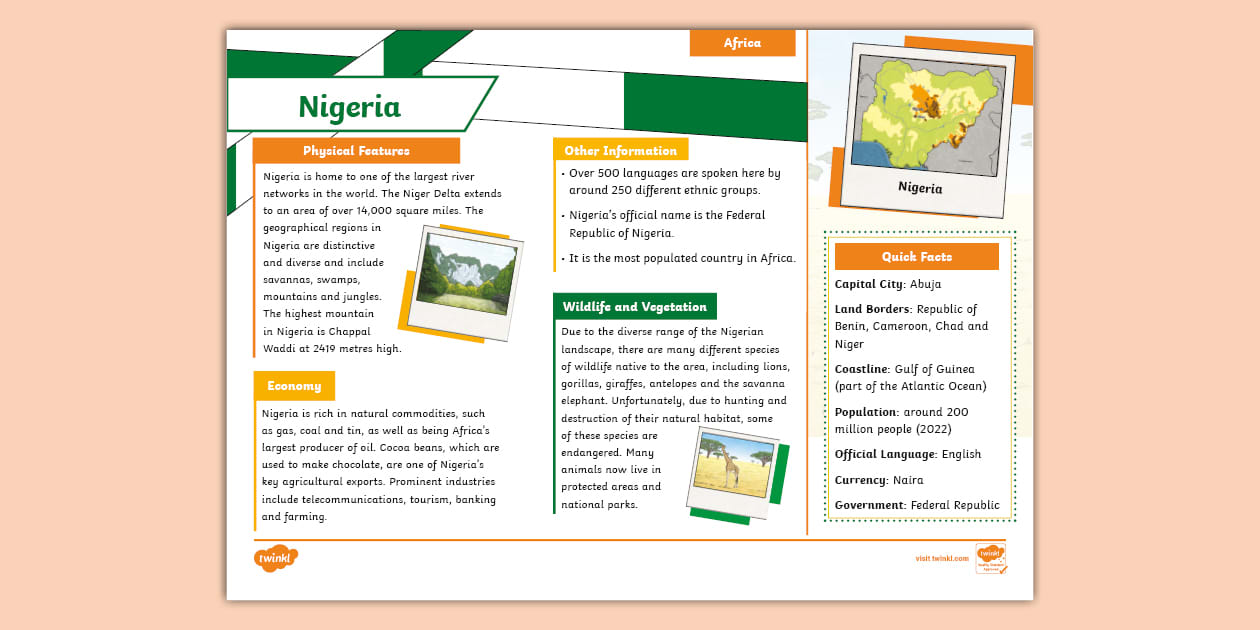 KS2 Nigeria Fact File - Twinkl - Geography (teacher made)