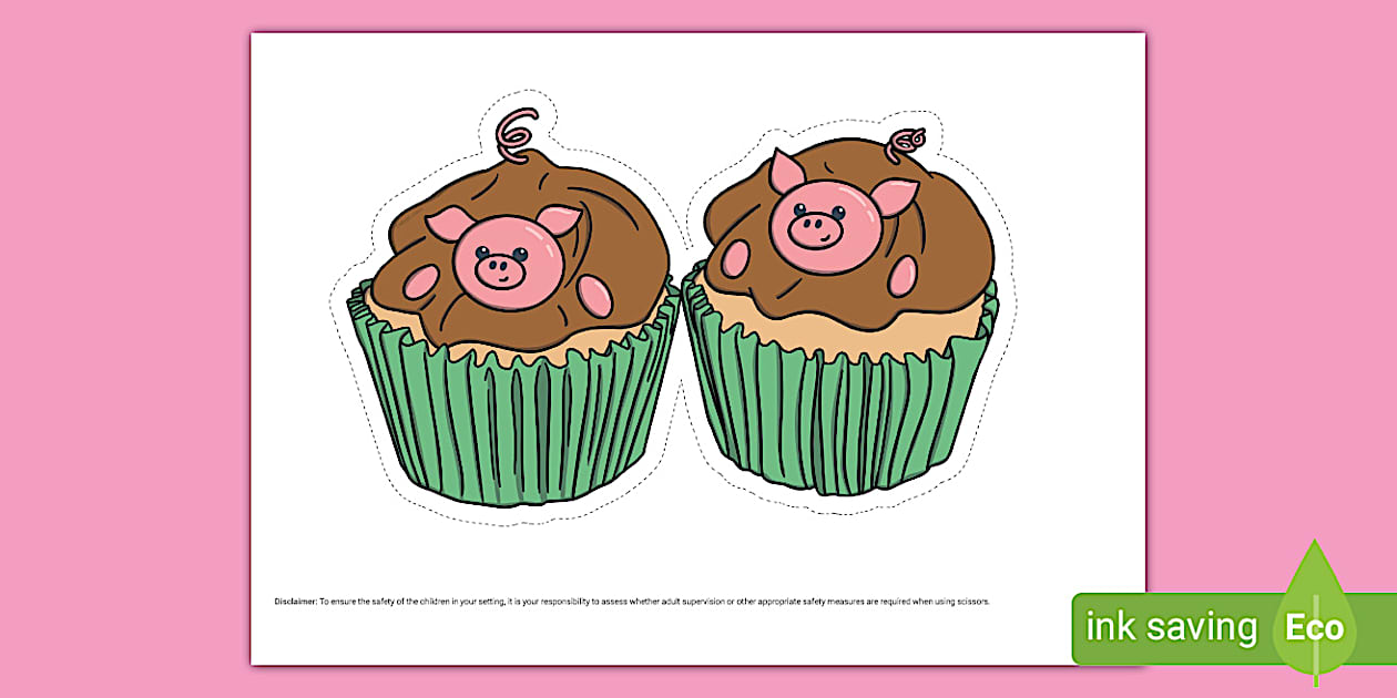 Piglet Cupcake Cut-Out (teacher made) - Twinkl