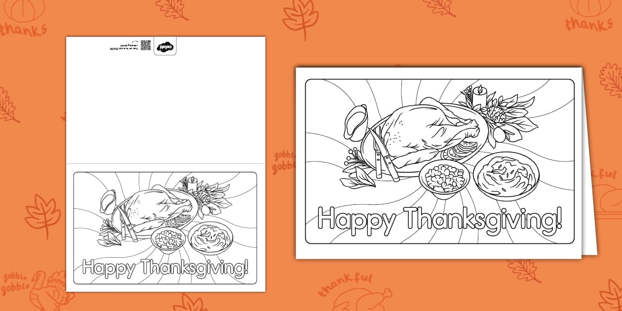 Thanksgiving Colouring Greetings Card (Teacher-Made)