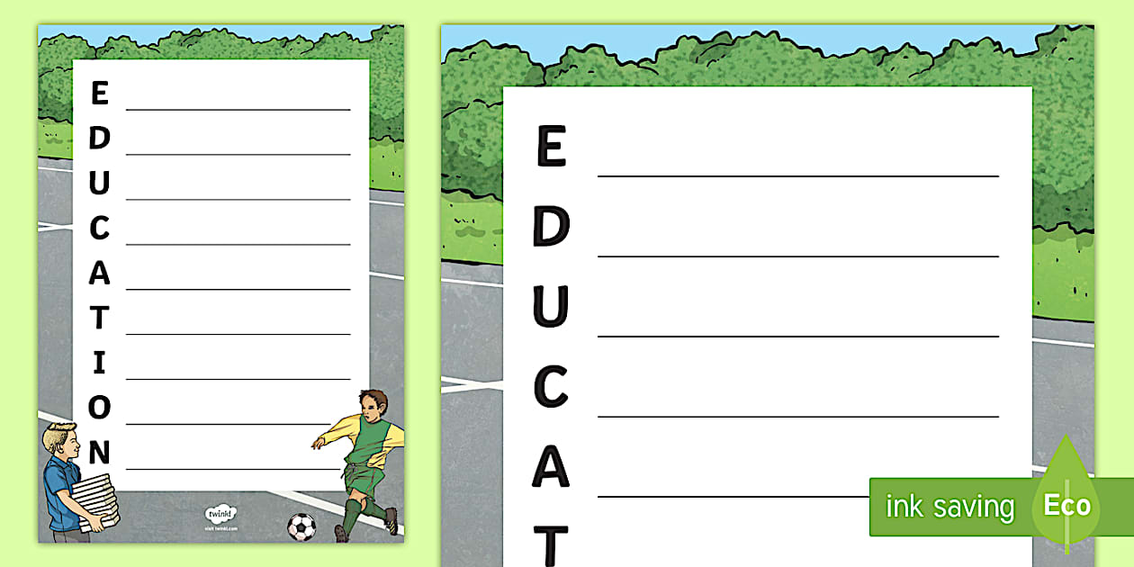 Education Week Acrostic Poem Worksheet / Worksheet - Twinkl