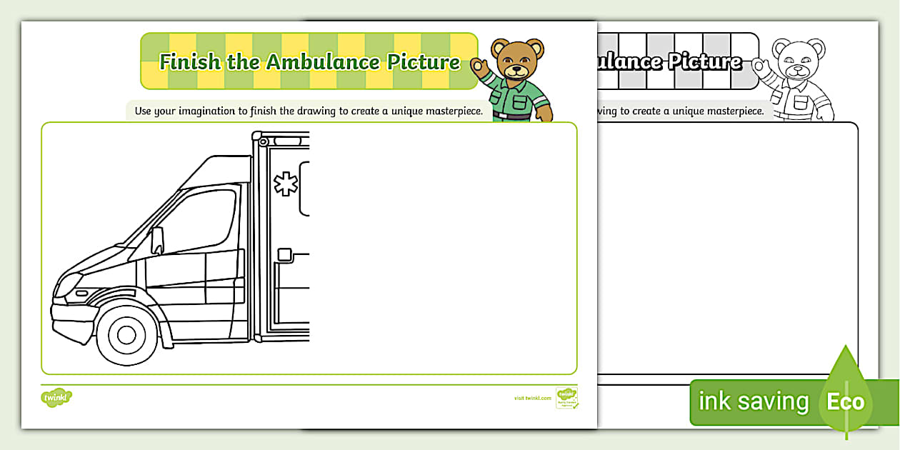 Finish the Ambulance Picture Worksheet (Teacher-Made)