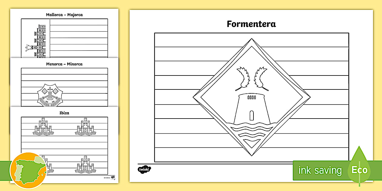 Balearic Islands Flags Colouring Pages - Twinkl