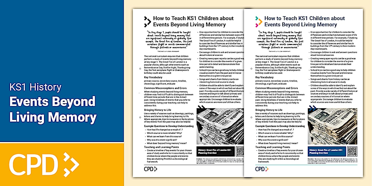 How to Teach KS1 Children about Events Beyond Living Memory CPD