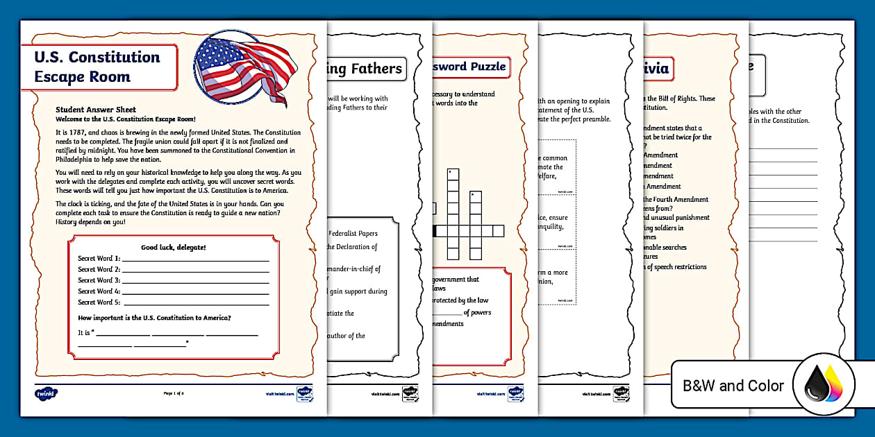 U.S. Constitution Escape Room | History | Twinkl USA