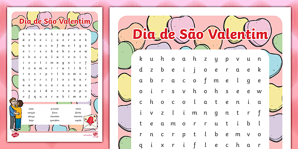 Sopa de Letras: Dia de São Valentim - Twinkl