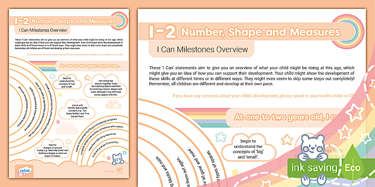 1-2 Years Number Shape Measures I Can Milestones - Twinkl
