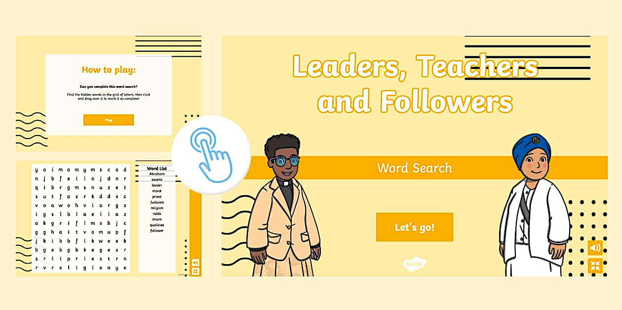 Leaders, Teachers and Followers Interactive Wordsearch