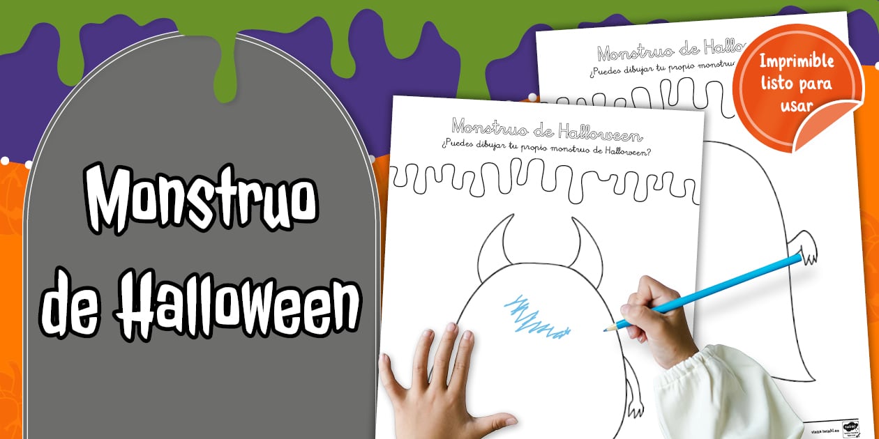 Ficha de actividad: Dibuja tu monstruo - Halloween - Twinkl
