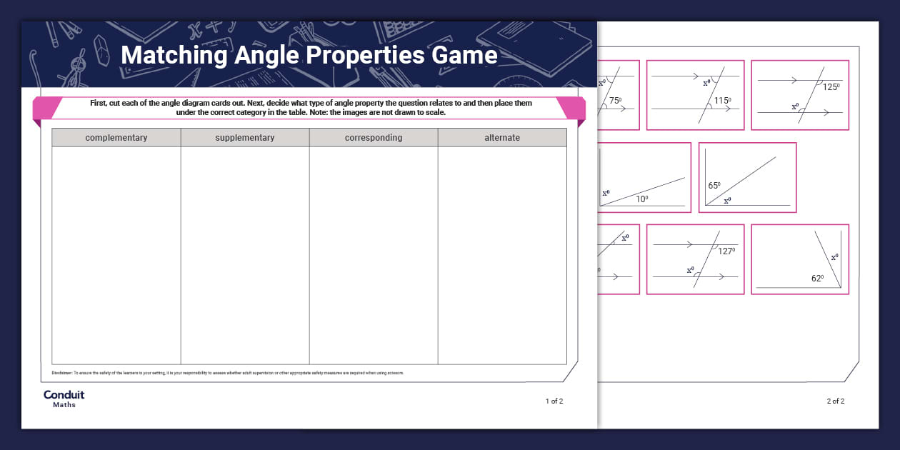 Angle Properties Cut and Stick Sorting Game (teacher made)