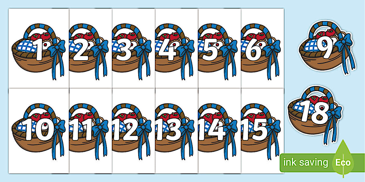 Numbers 0-31 on Baskets (teacher made) - Twinkl