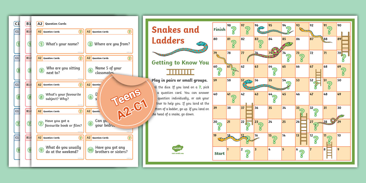 ESL Getting to Know You Snakes and Ladders Game - Twinkl