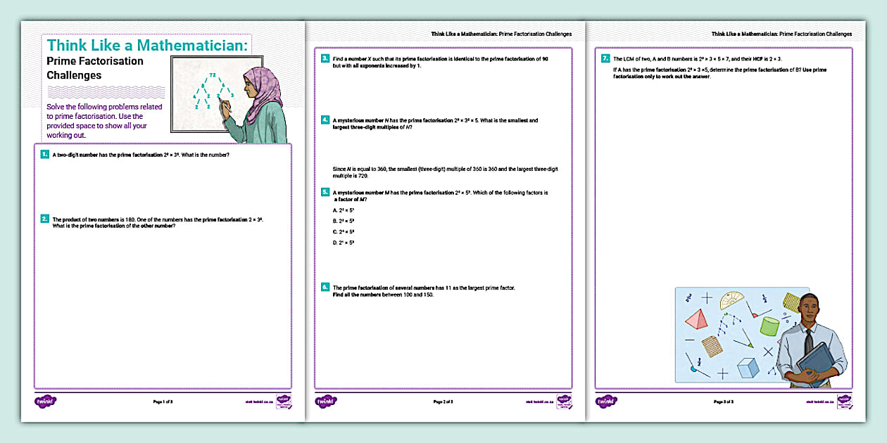 Think Like a Mathematician: Prime Factorisation Challenges Worksheet