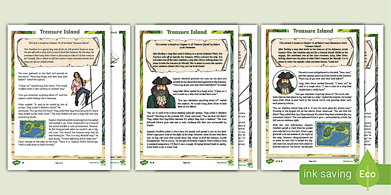 LKS2 Treasure Island Differentiated Reading Comprehension Activity