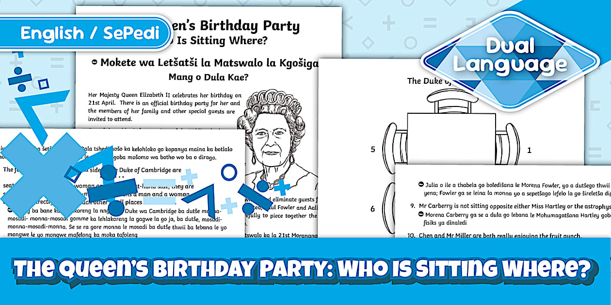 Grade 4 Maths The Queen's Birthday Party Puzzle Sepedi/Eng
