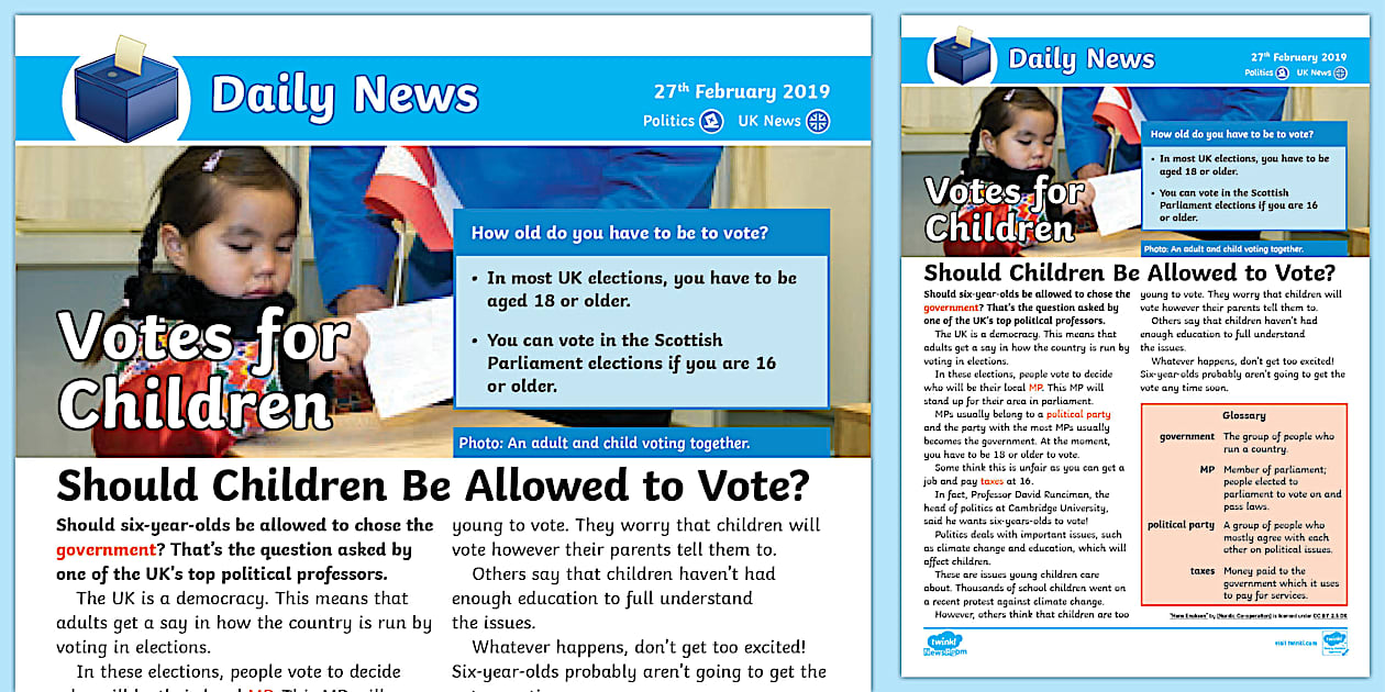 LKS2 Children Voting Daily News Story (teacher made)