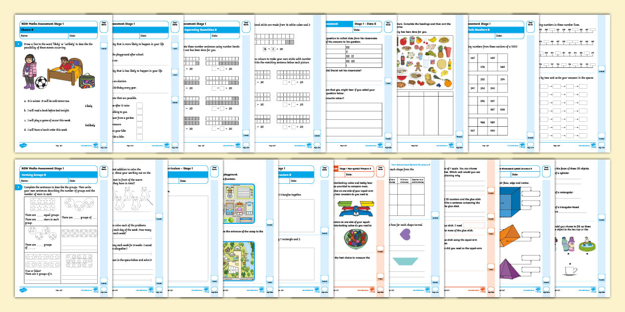 Maths Assessment NSW Curriculum- Stage 1 B Resource Pack