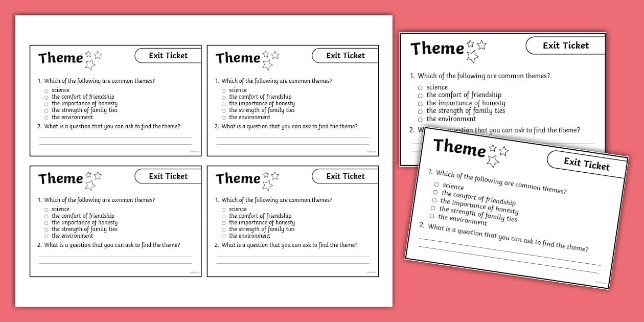 Theme Exit Ticket for 3rd-5th Grade (teacher made) - Twinkl
