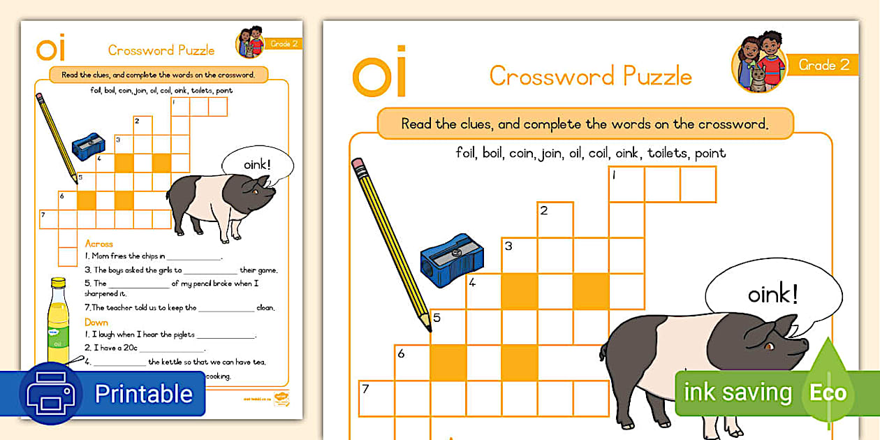 Grade 2 Phonics Crossword Puzzle oi