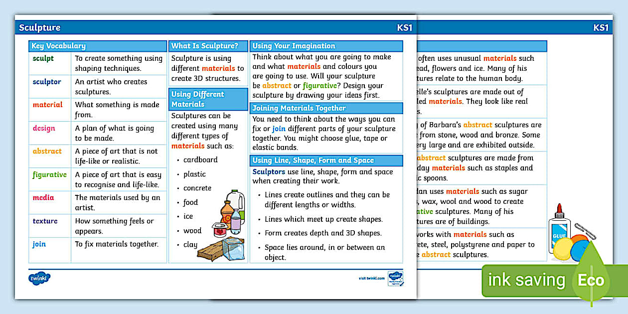 KS1 Sculpture Knowledge Organiser (teacher made) - Twinkl