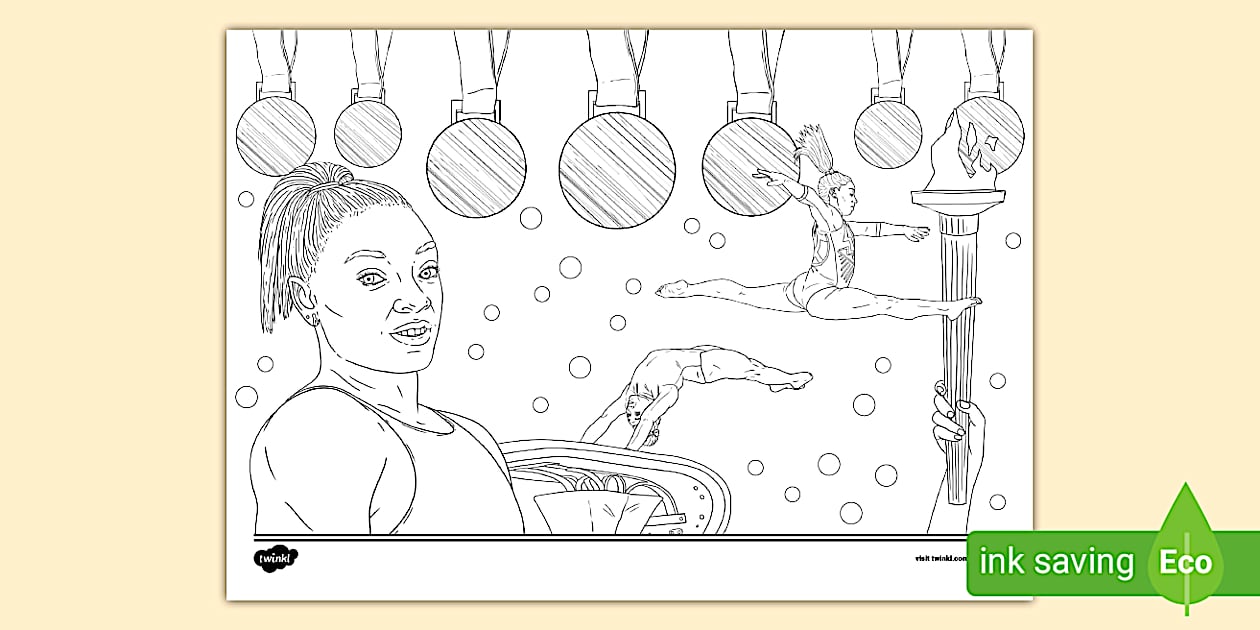 Simone Biles Colouring Page,simone biles - Twinkl