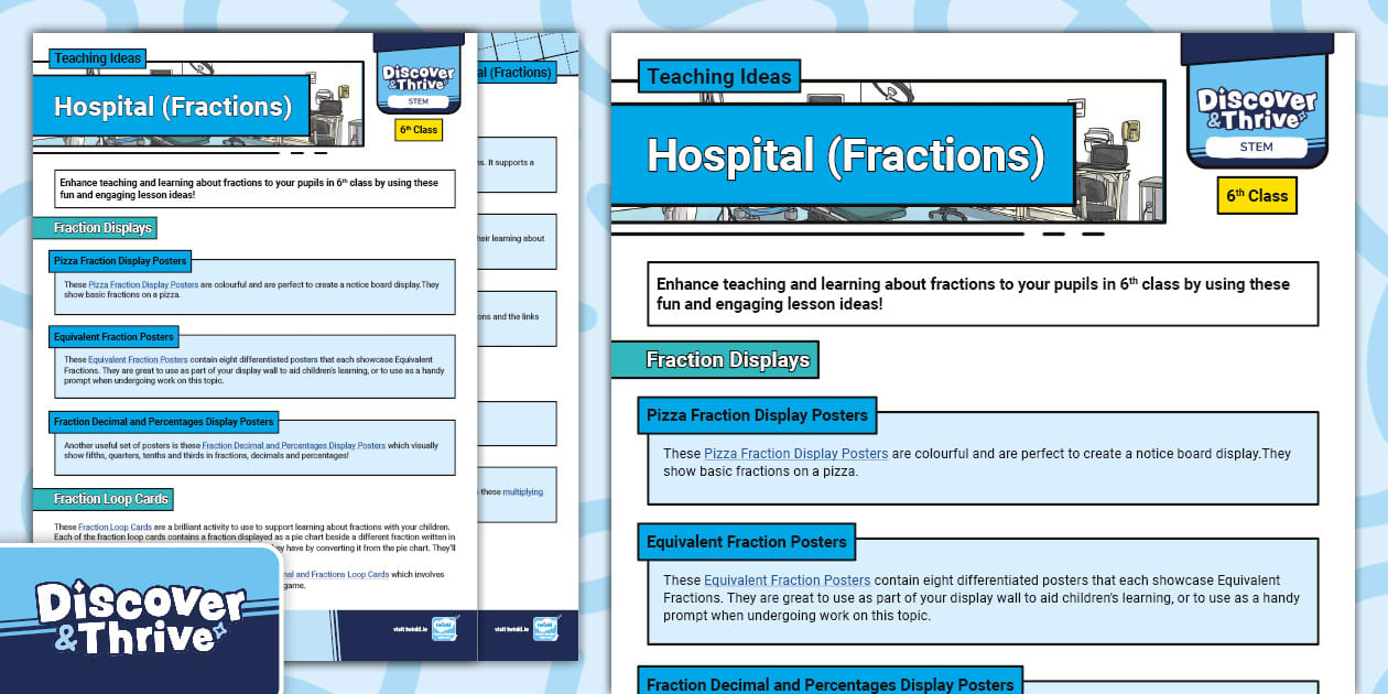 Hospital (Fractions) Teaching Ideas 6th class (Teacher-Made)
