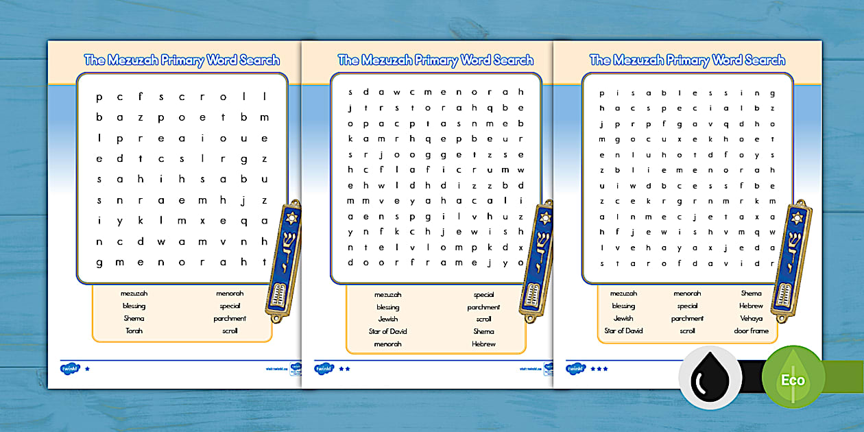 The Mezuzah Primary Word Search (teacher made) - Twinkl