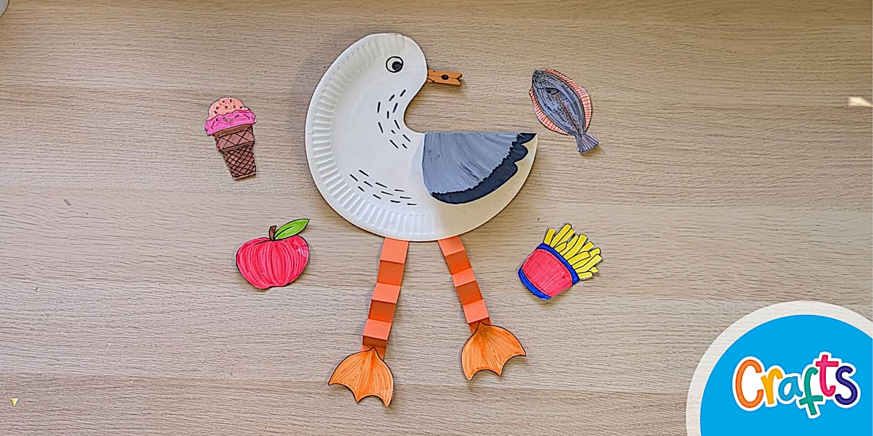 Gull Paper Plate Craft (teacher made) - Twinkl