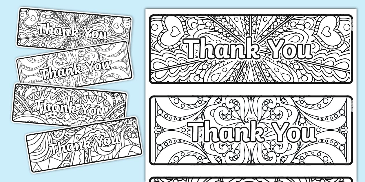 Thank You Colouring Bookmarks (creat de profesori) - Twinkl