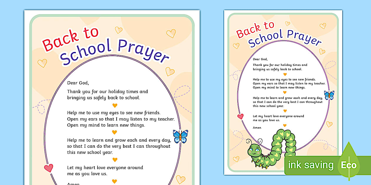 Back to School Prayer For Children - Twinkl