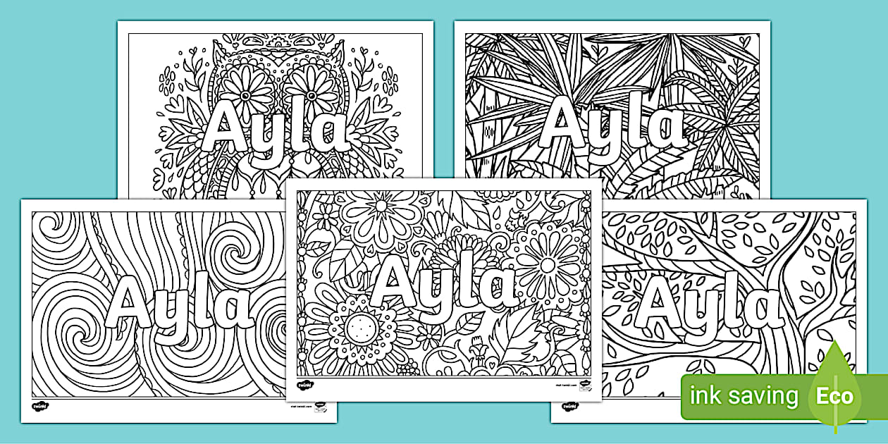 Ayla Mindfulness Name Colouring Activity | Twinkl | KS1