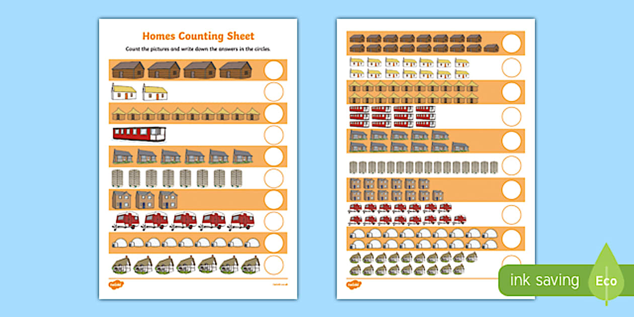 Houses and Homes Counting to 20 Worksheet / Worksheet, worksheet, 1:1