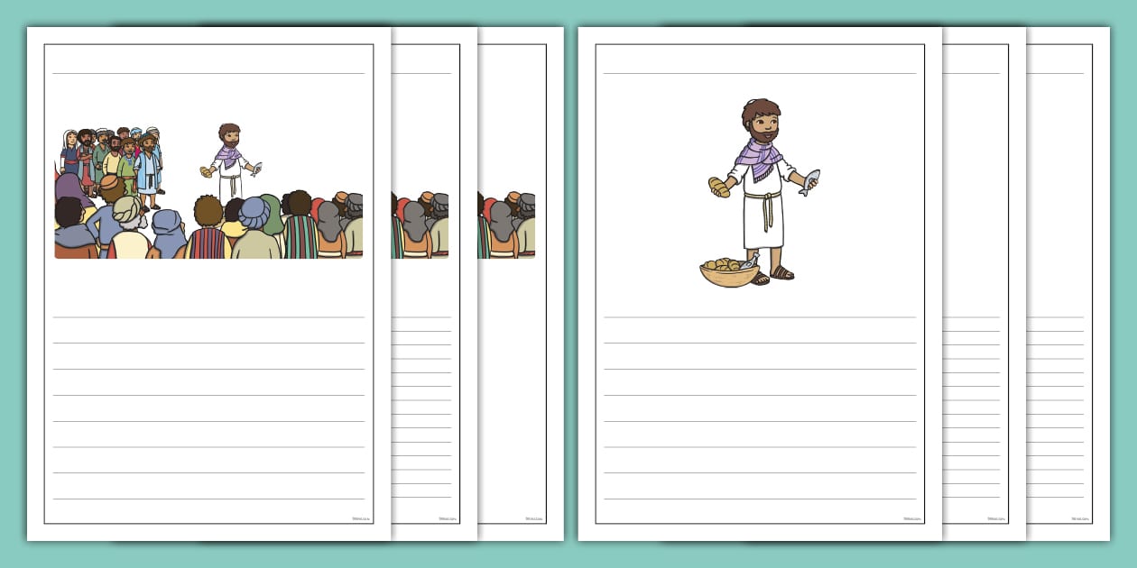 Editable Jesus Feeds the 5000 Bible Story Writing Frames