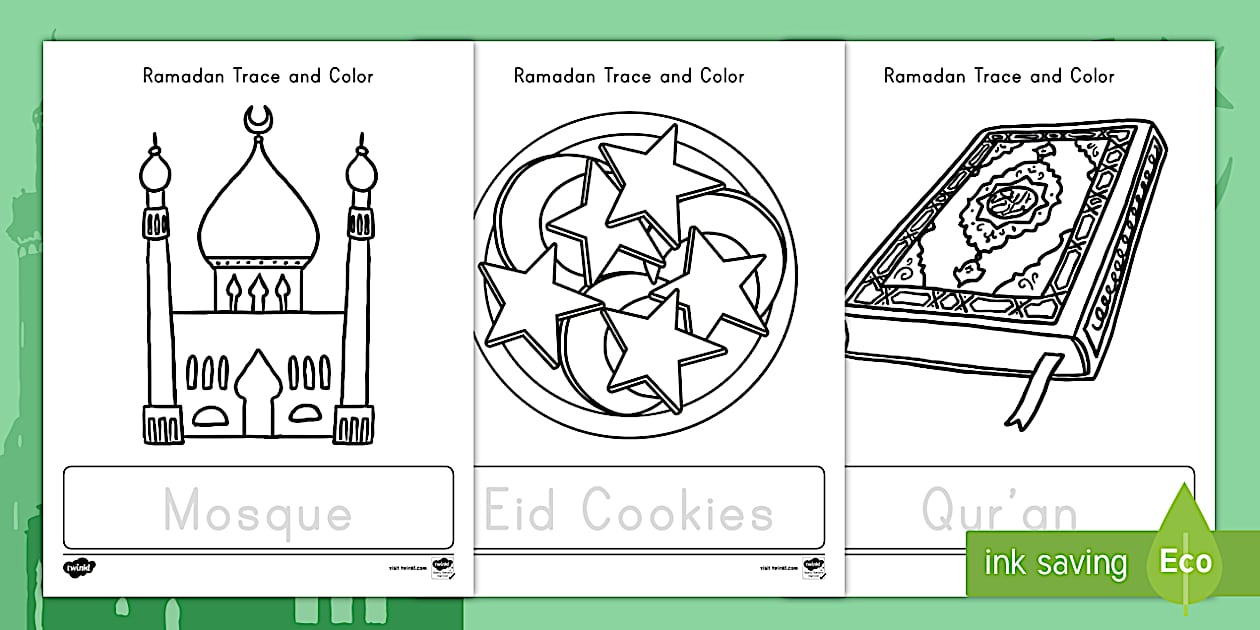 Ramadan Trace and Color Worksheet (teacher made) - Twinkl