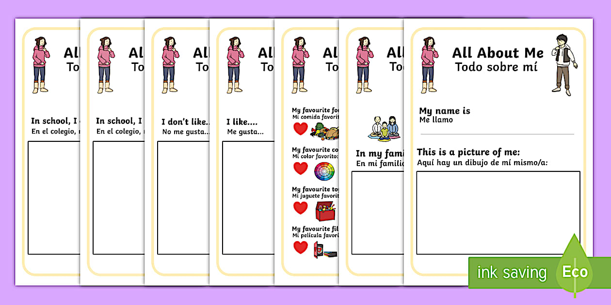 All About Me Booklet English/Spanish (teacher made) - Twinkl