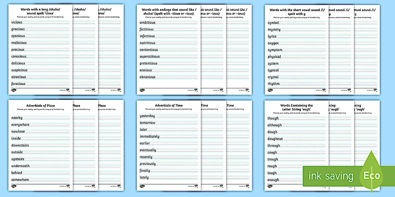 Year 5 Handwriting & Spelling Pack: Handwriting Sheets KS2