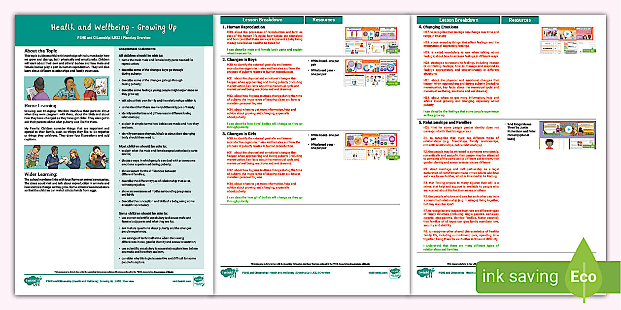 FREE! - PSHE: LKS2 Growing Up - Planning Overview - Twinkl
