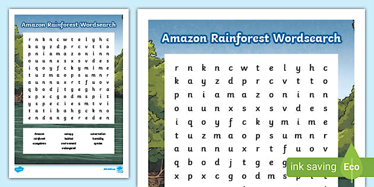 Editable Amazon Rainforest Wordsearch - Twinkl