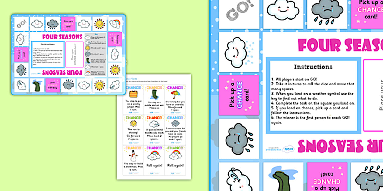 Weather and Seasons Board Game (teacher made) - Twinkl