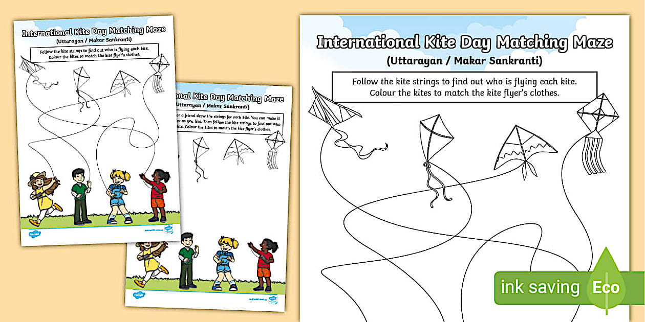 International Kite Day Matching Maze (Teacher-Made) - Twinkl
