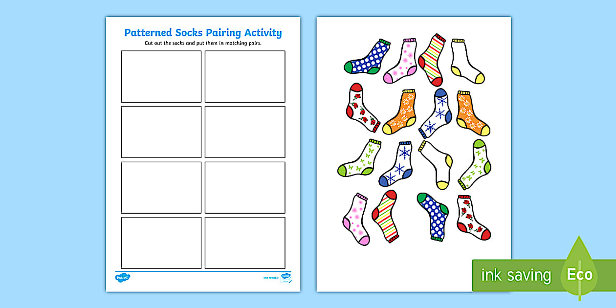 Patterned Socks Pairing Worksheet - Twinkl