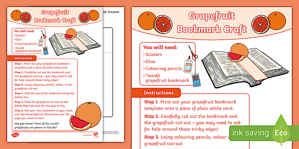 Grapefruit Bookmark Craft Activity | Twinkl | KS1 | Crafts