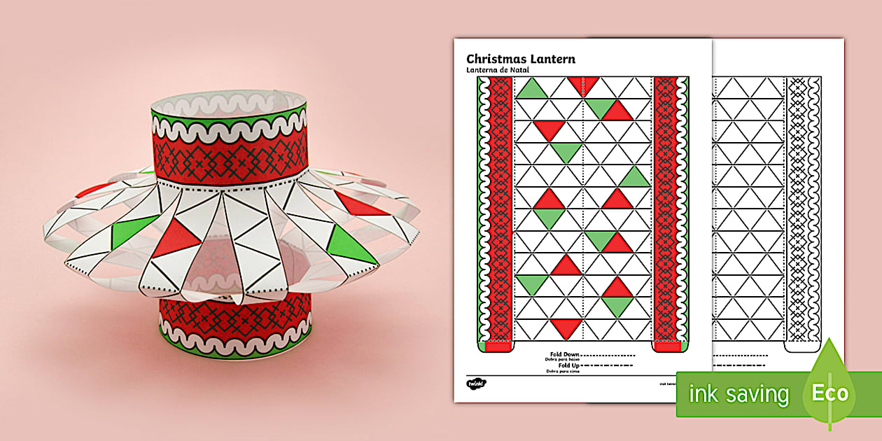 3D Christmas Lantern Activity Paper Craft English/Portuguese