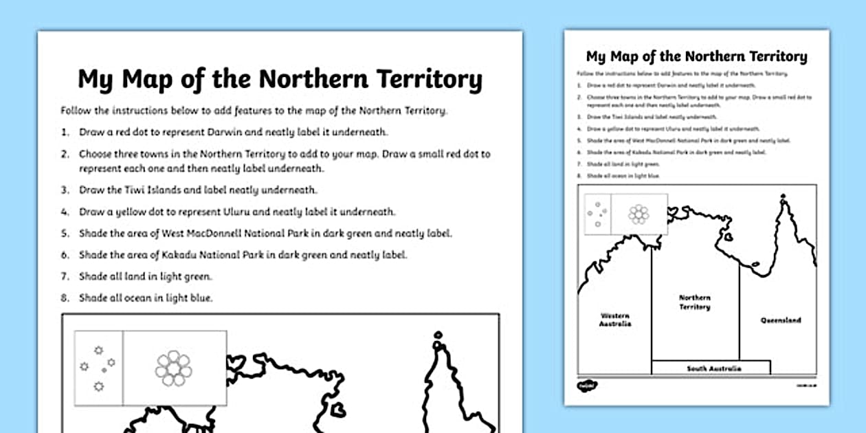 Editable My Map of the Northern Territory Worksheet - Twinkl
