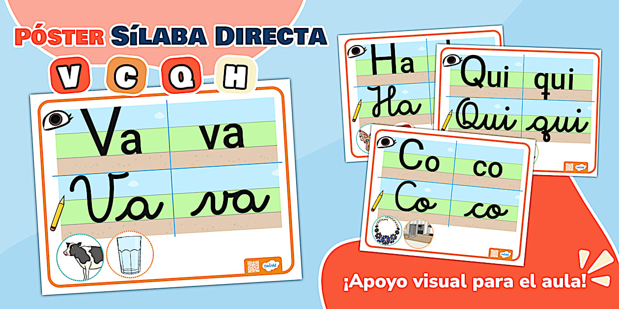 Póster Sílabas | V | Lectoescritura | Aprender a Leer | 1°
